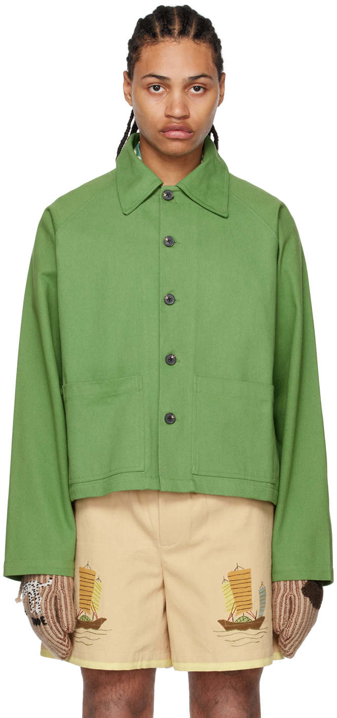 Bode: Green Cropped Jacket | SSENSE UK