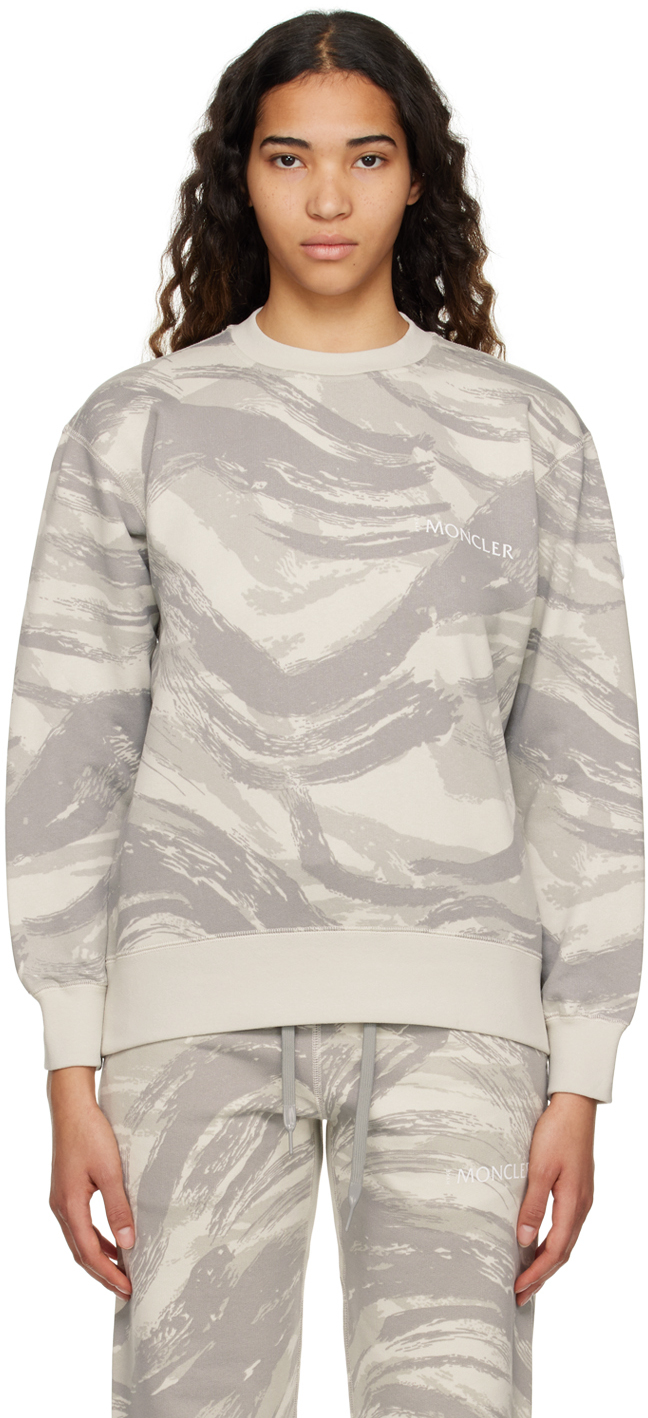 Moncler Genius: Pull molletonné gris à motif imprimé - 4 Moncler HYKE ...