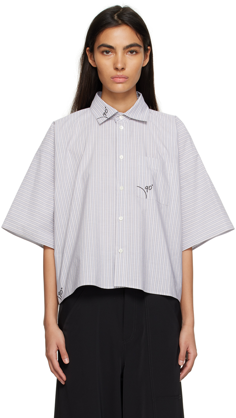 MM6 Maison Margiela: Gray Pinstripe Shirt | SSENSE