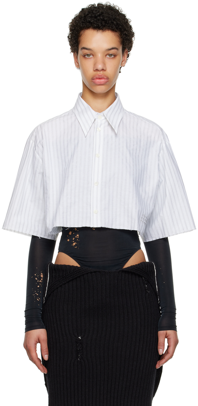 Off-White Cropped Shirt by MM6 Maison Margiela on Sale