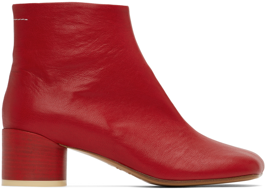 MM6 Maison Margiela: Bottes Anatomic 45 rouges | SSENSE France