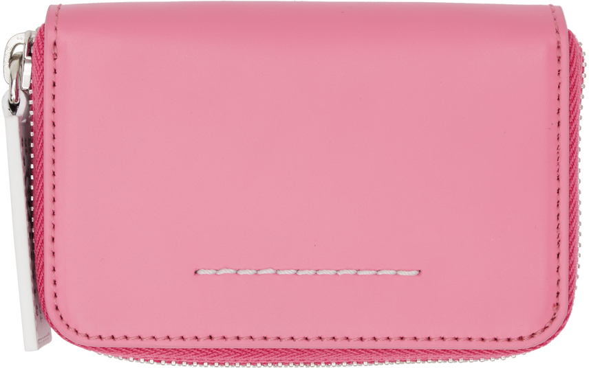 Pink 6 Zip Around Wallet by MM6 Maison Margiela on Sale