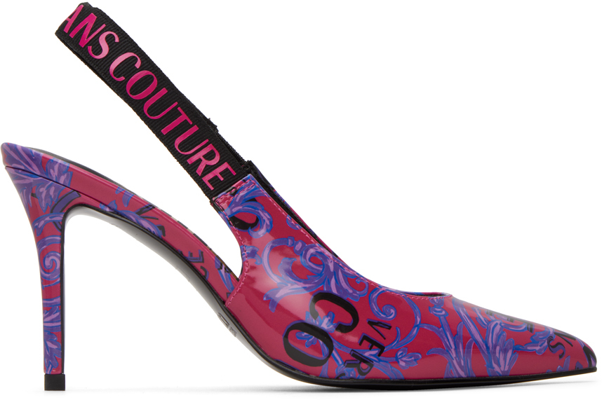 Versace Jeans Couture: Pink & Purple Barocco Scarlett Slingback Heels ...