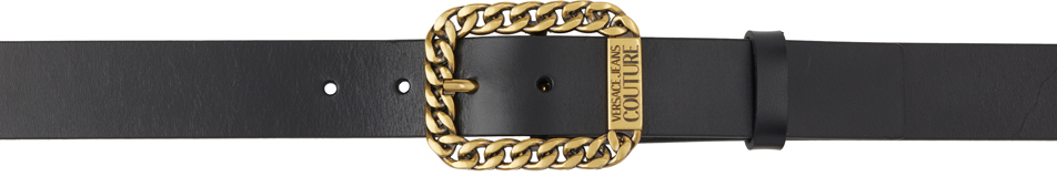 Black Curb Chain Belt by Versace Jeans Couture on Sale