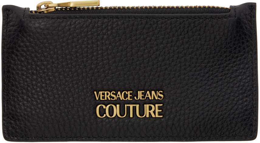 Black Logo Card Holder by Versace Jeans Couture on Sale