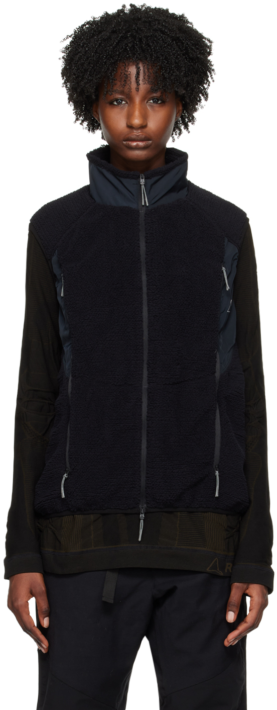 Black Two-Way Zip Vest by ROA on Sale
