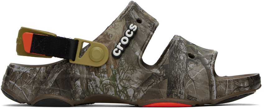 Khaki Realtree EDGE Edition All-Terrain Sandals by Crocs on Sale