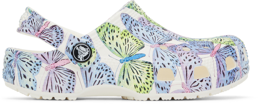 Crocs Kids White Classic Butterfly Clogs In White/multi | ModeSens