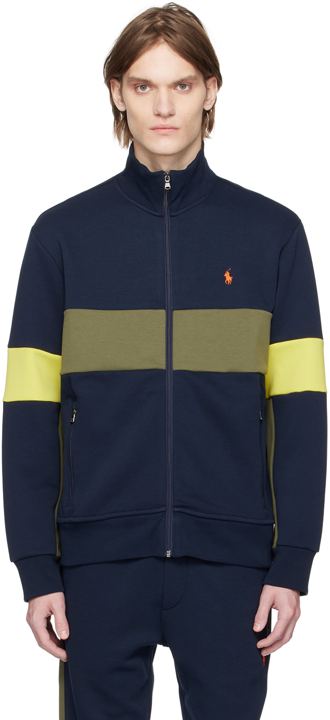 Polo Ralph Lauren Navy & Yellow Color Block Jacket In Aviator Navy ...