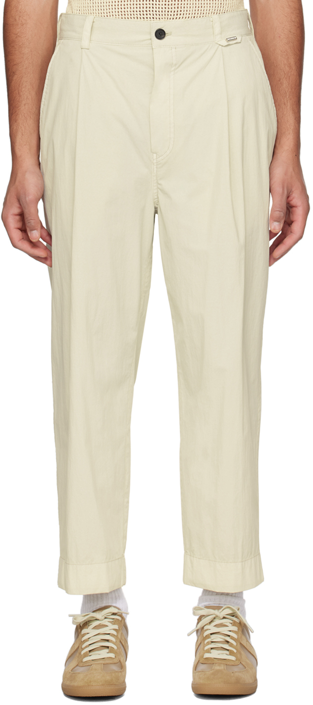 Beige Tapered Trousers by Solid Homme on Sale