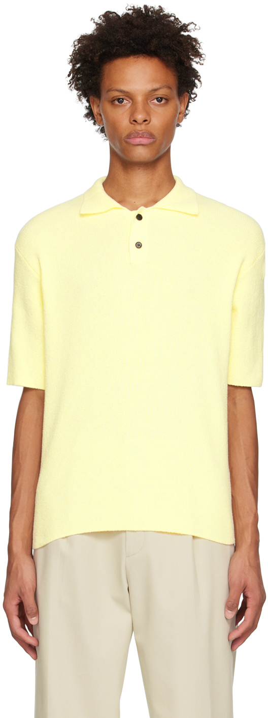 Yellow Ribbed Polo by Solid Homme on Sale
