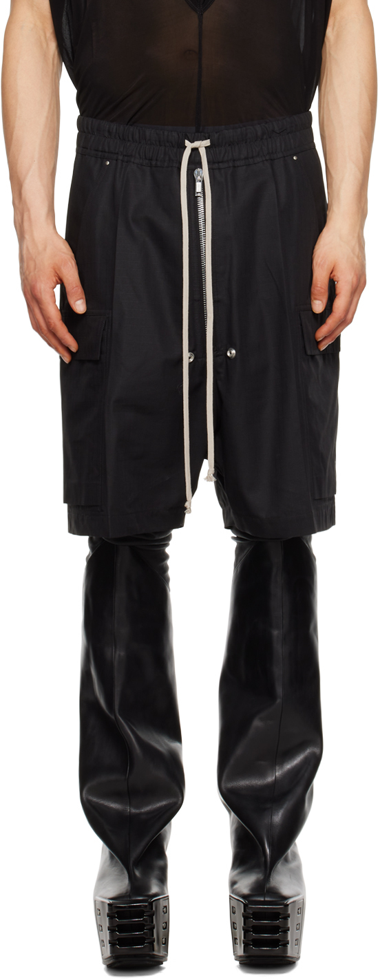 Black Cargobela Shorts by Rick Owens on Sale