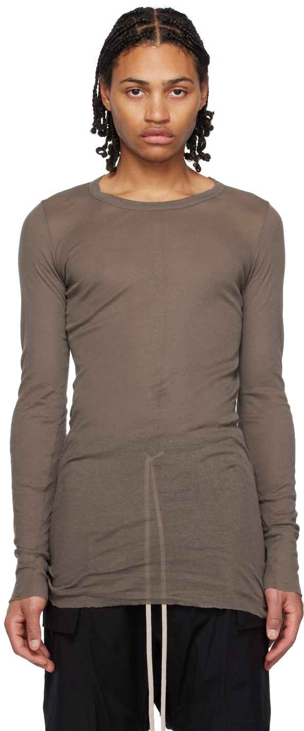 Rick Owens: Gray Crewneck Long Sleeve T-Shirt | SSENSE UK