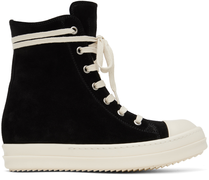 Rick Owens: Baskets montantes noires en suède | SSENSE France