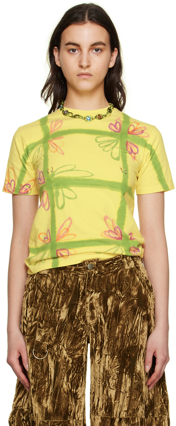Collina Strada: Yellow Pierced T-Shirt | SSENSE