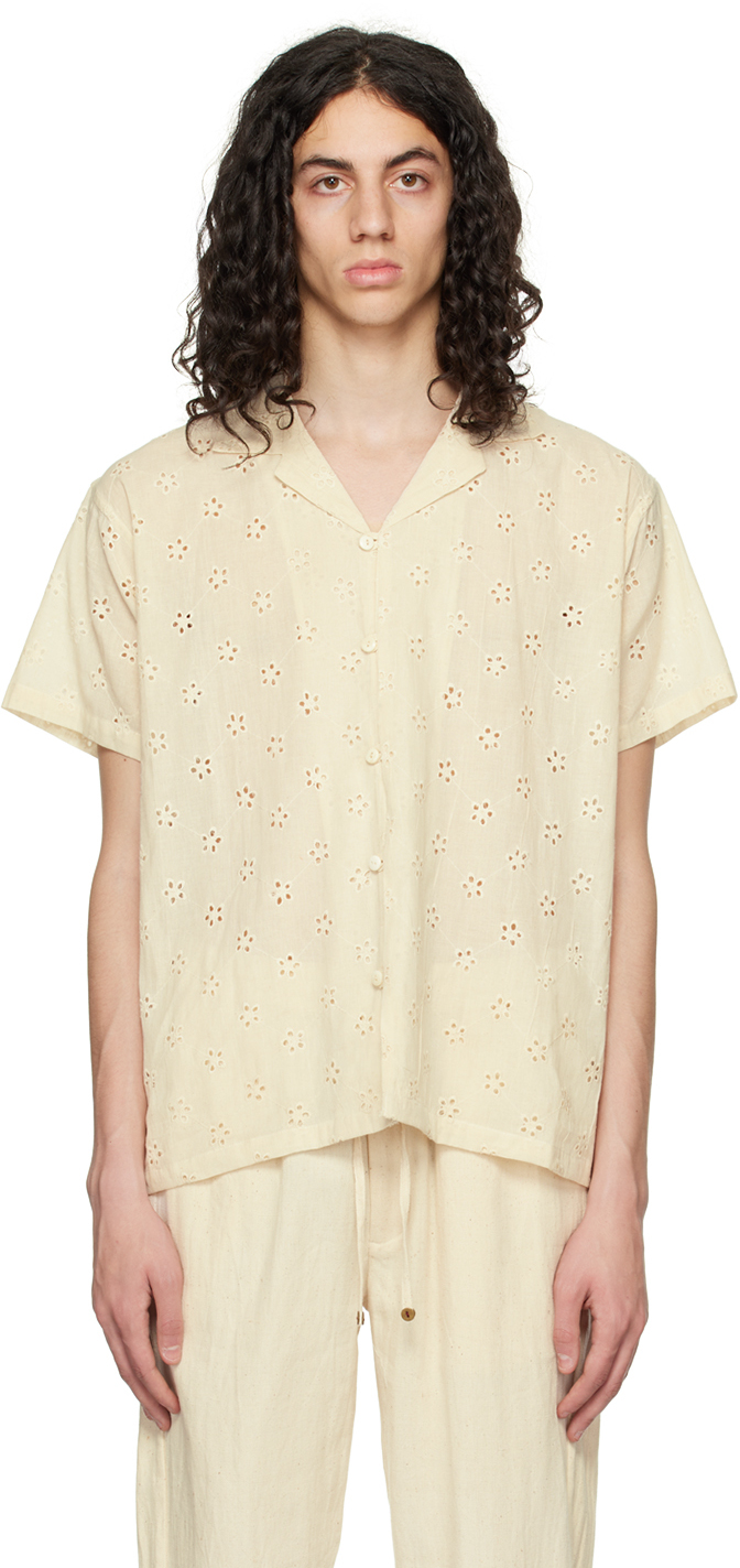 Off-White Floral Shirt by HARAGO on Sale