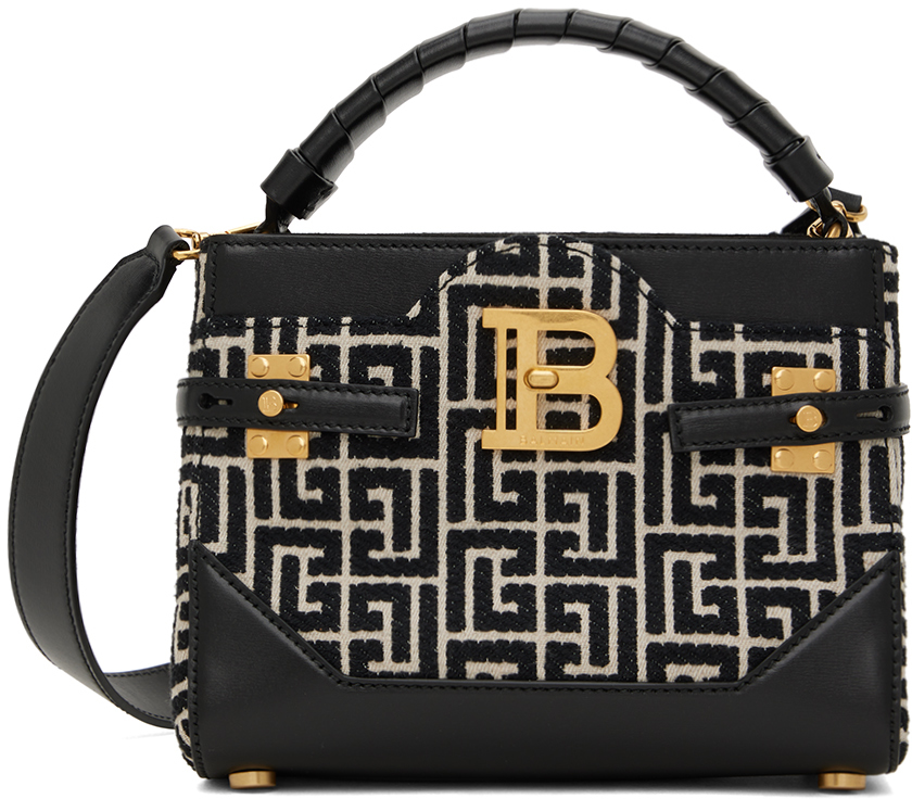 Balmain: Sac B-Buzz 22 noir et blanc cassé | SSENSE France