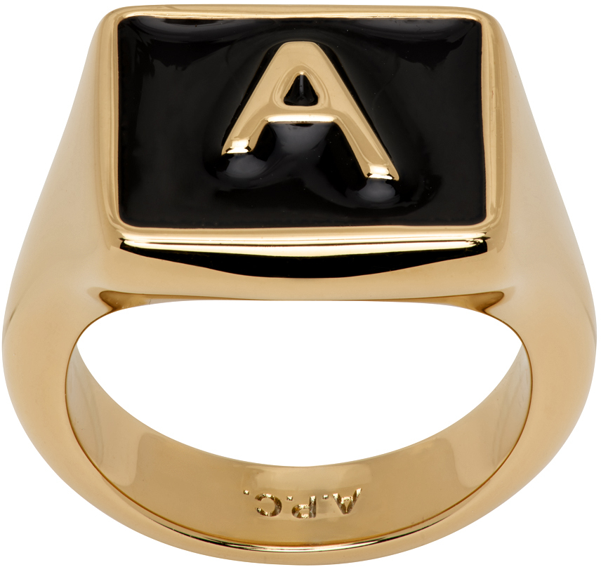 A.P.C.: Gold 'A' Signet Ring | SSENSE