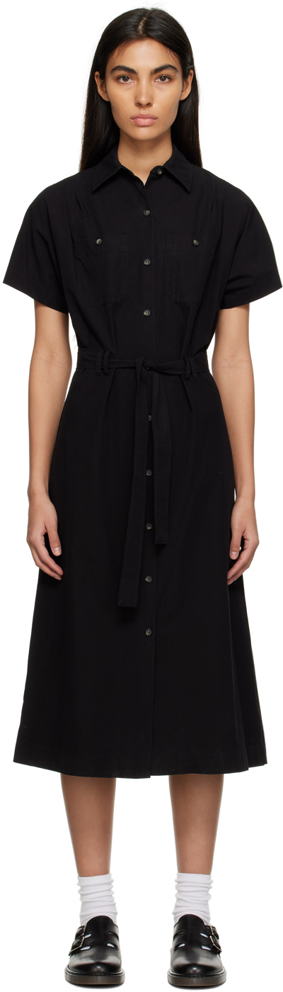 A.P.C.: Black New Drew Midi Dress | SSENSE Canada