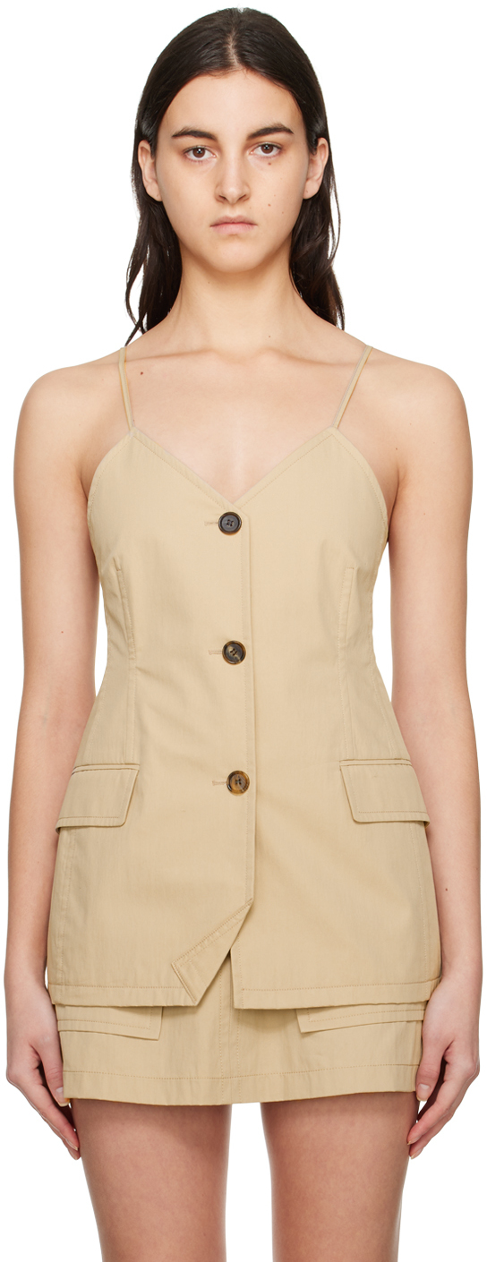 Pushbutton: Beige Button Camisole | SSENSE