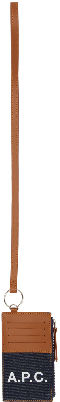 A.P.C.: 탠 & 네이비 악셀 카드 지갑 | SSENSE 대한민국