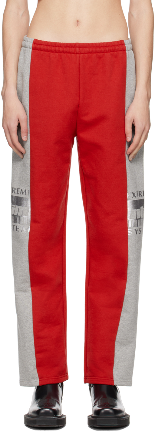 Red & Gray 'Extreme System' Lounge Pants by VTMNTS on Sale
