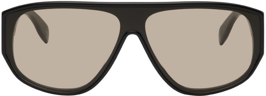 Alexander McQueen: Black Graffiti Mask Sunglasses | SSENSE UK