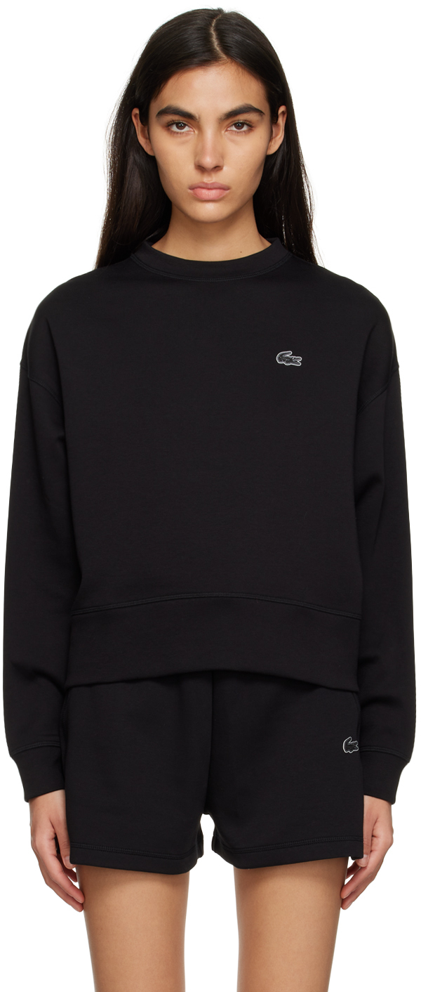 Lacoste: Pull molletonné noir à écusson | SSENSE France