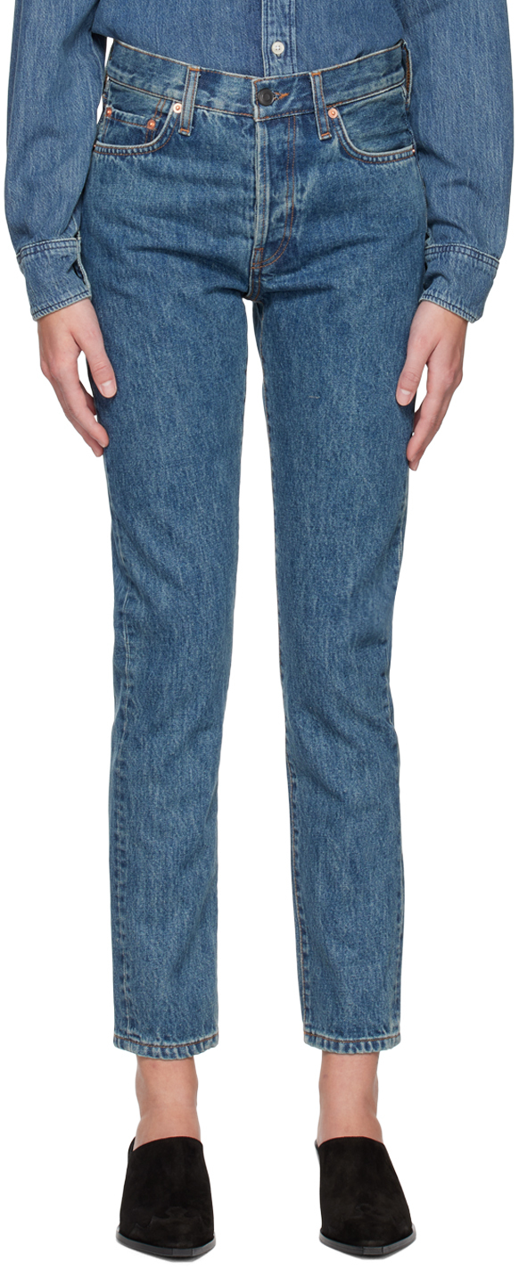 Indigo Faded Jeans by WARDROBE.NYC on Sale