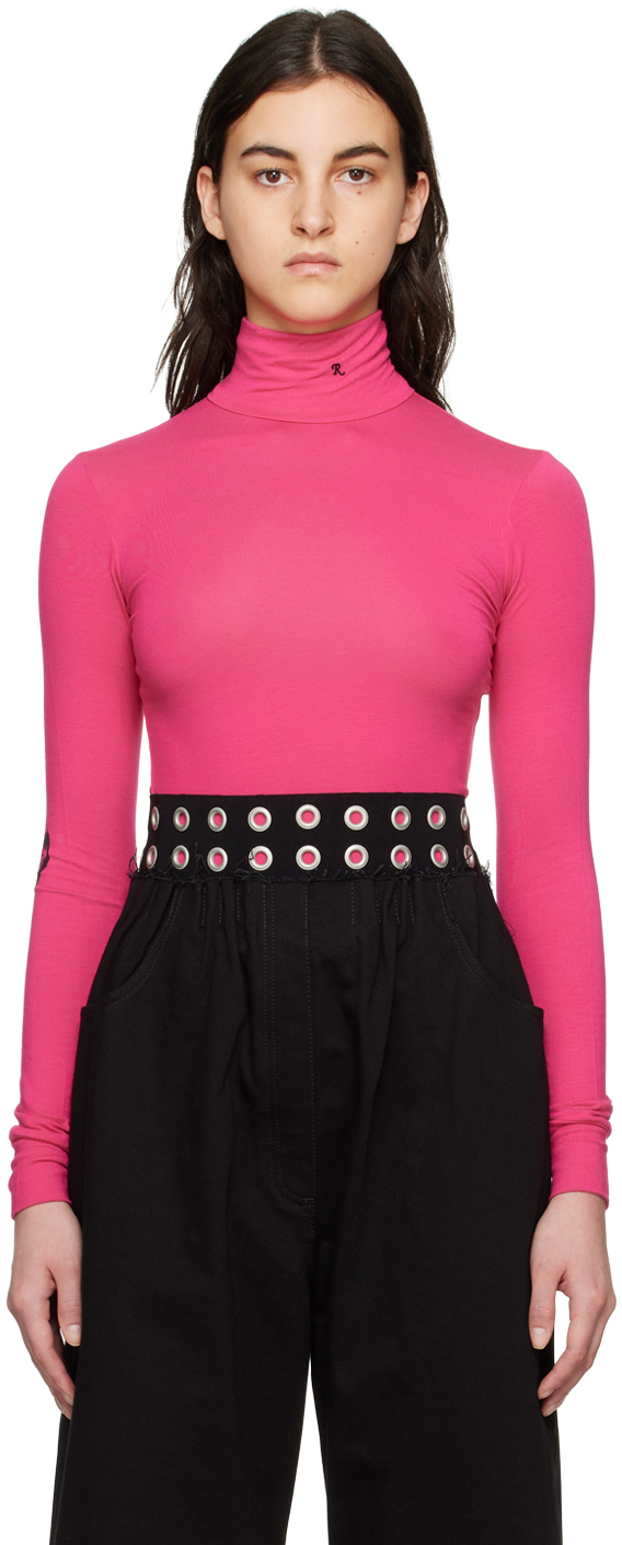 Raf Simons: Pink Hand Sign Turtleneck | SSENSE Canada