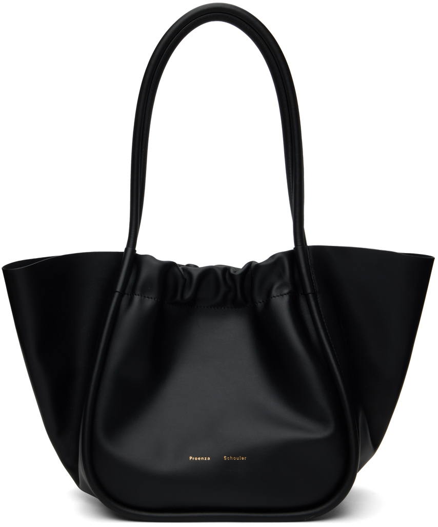 Proenza Schouler Large Ruched Smooth Leather Tote Bag In Black | ModeSens
