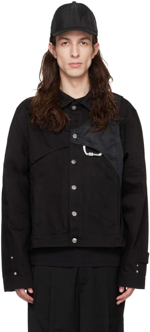 HELIOT EMIL: 블랙 카라비너 데님 재킷 | SSENSE 대한민국