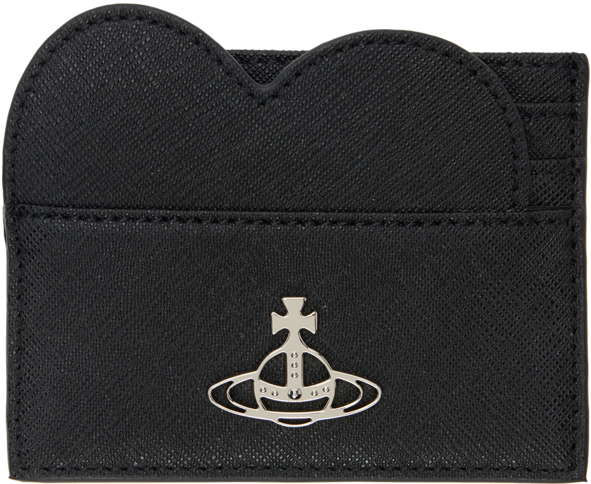 Vivienne Westwood: Black Saffiano Heart Card Holder | SSENSE UK