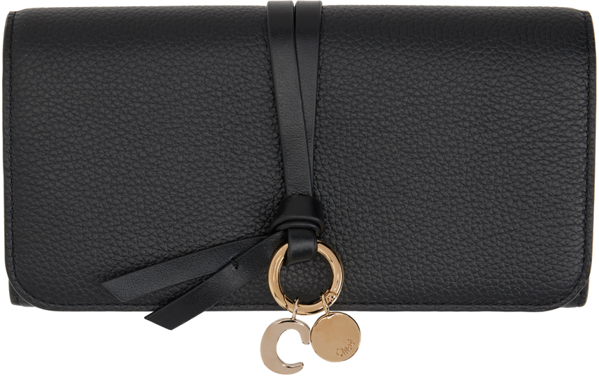 Chloé: Black Alphabet Long Flap Wallet | SSENSE UK Chloé: Black Alphabet Long Flap Wallet | SSENSE UK