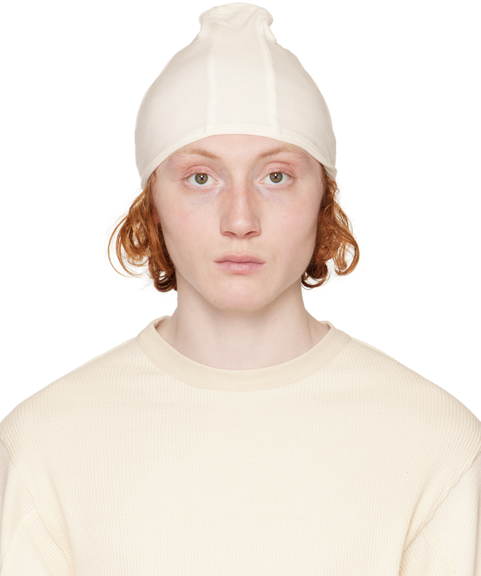 White Bias Taped Beanie by BRYAN JIMENÈZ on Sale