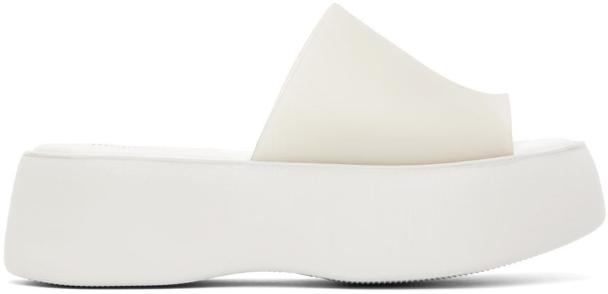 White Becky Platform Slides by Melissa on Sale