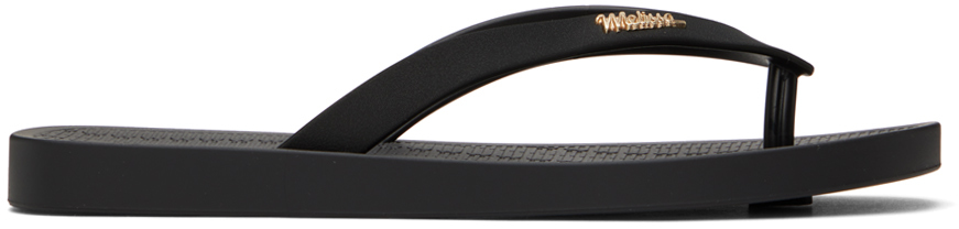 Melissa: Black Sun Long Beach Flip Flops | SSENSE