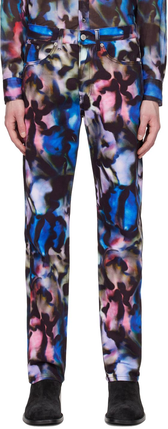 Multicolor Print Jeans by Dries Van Noten on Sale