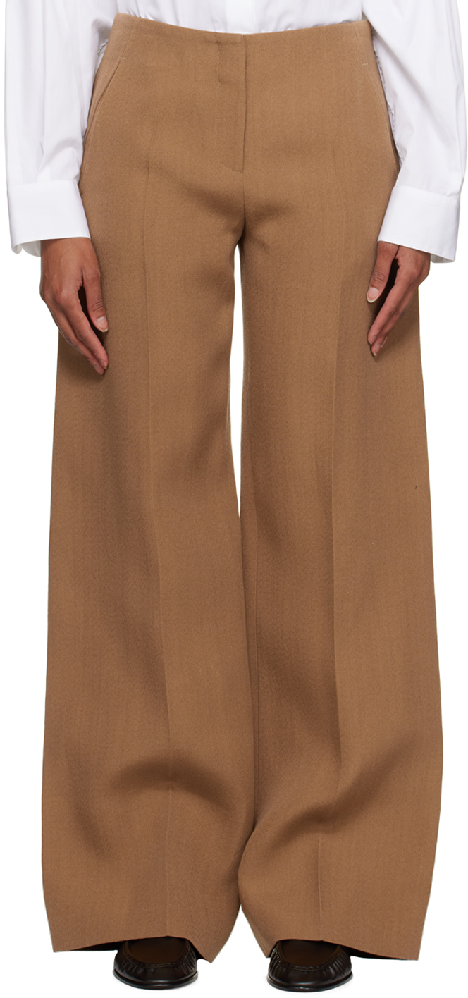 Tan Pipa Trousers by The Row on Sale