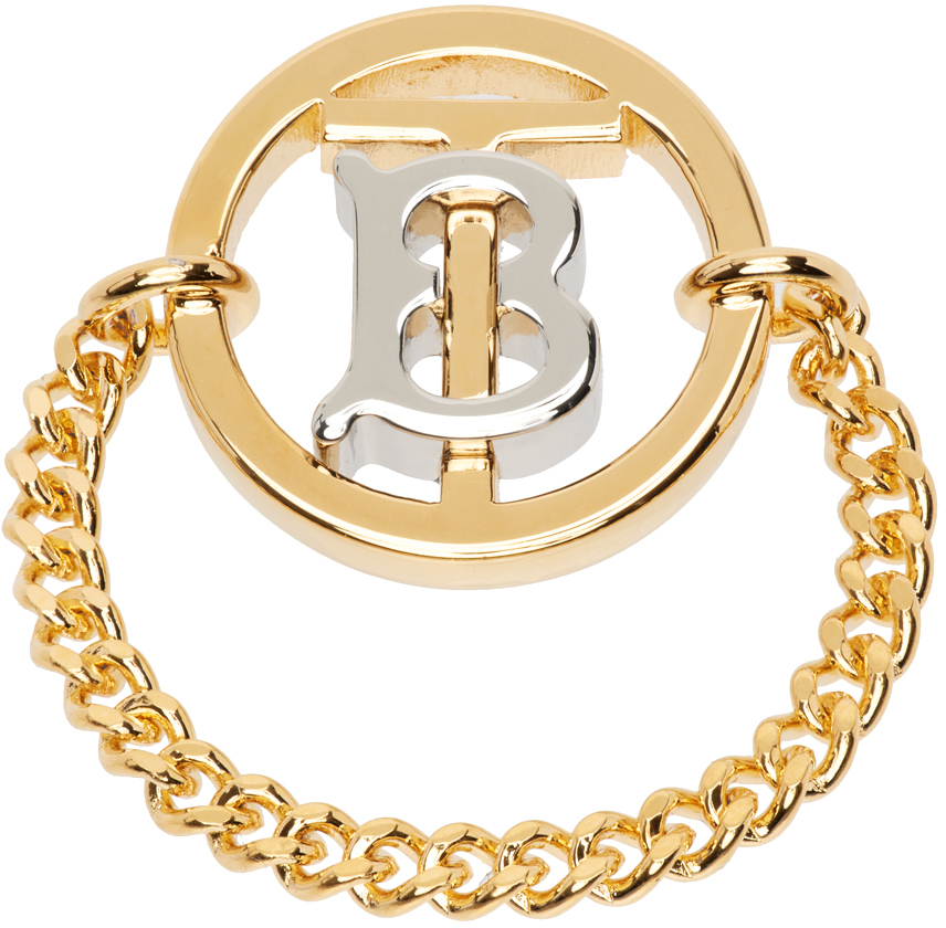 Burberry: Gold Monogram Motif Ring | SSENSE