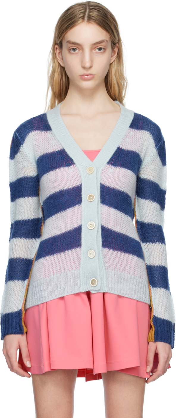 Blue & Tan Paneled Cardigan by Marni on Sale