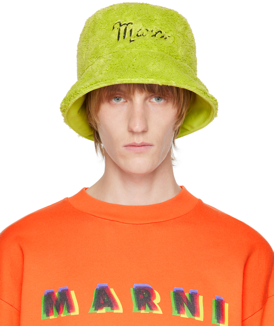 Marni Logo Embroidery Bucket Hat In Green | ModeSens