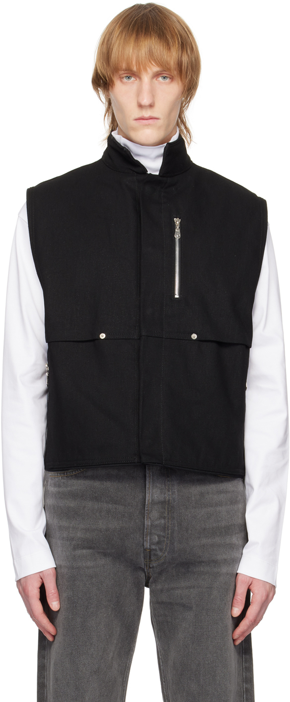 Black Paneled Vest by CARSON WACH on Sale