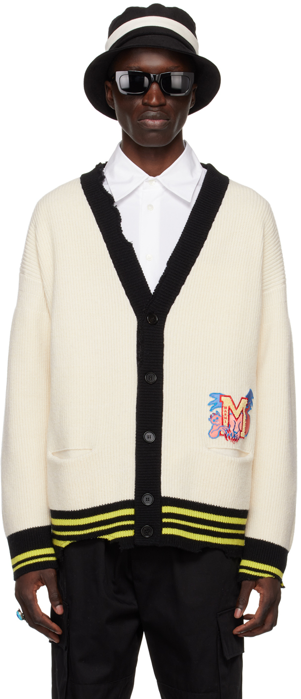 Off-White Distressed Patch Cardigan by Marni on Sale