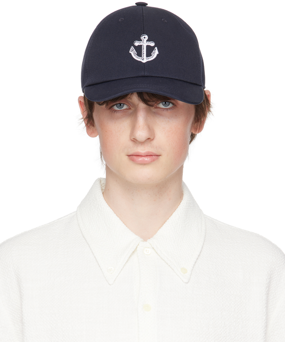 Thom Browne: Navy Anchor Cap | SSENSE Canada