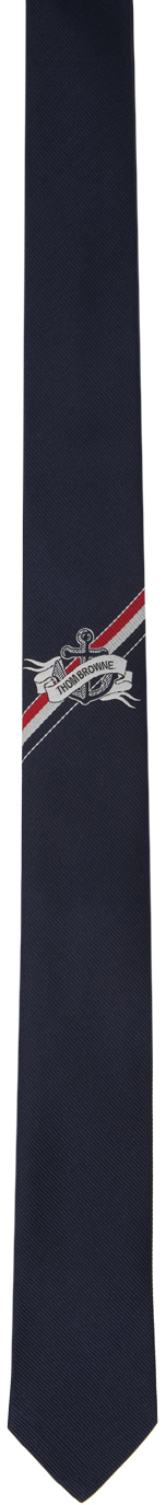Thom Browne: Navy Anchor Tie | SSENSE Canada