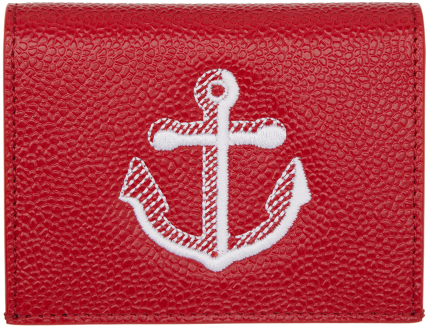 Red Anchor Double Card Holder by Thom Browne on Sale