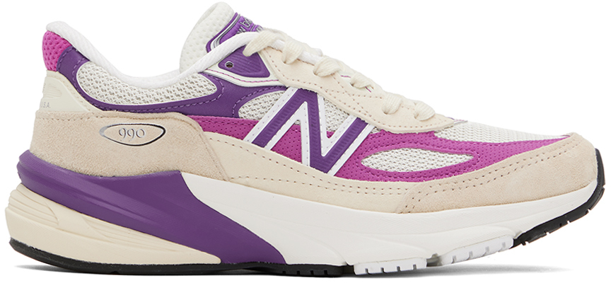 New Balance: Off-White & Purple Made in USA 990v6 Sneakers | SSENSE