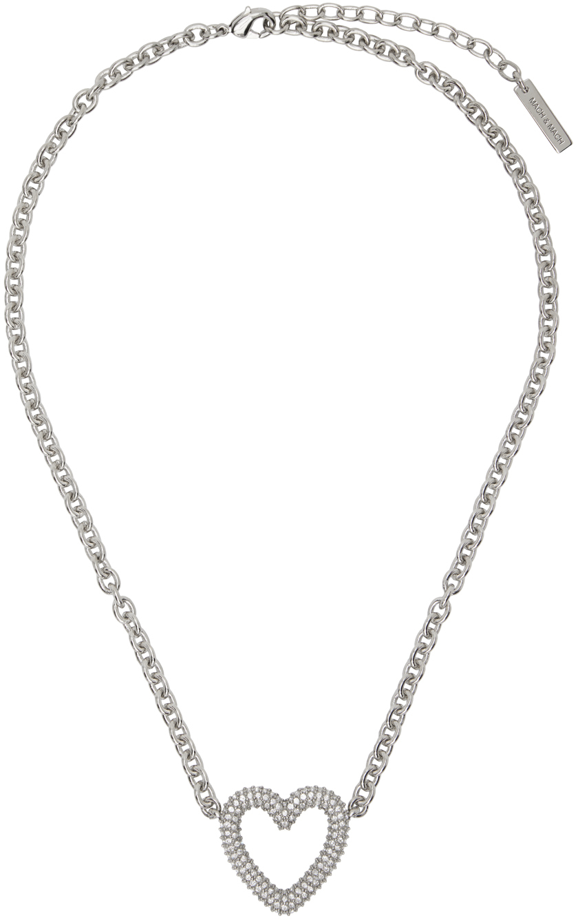 Silver Heart Necklace by MACH & MACH on Sale