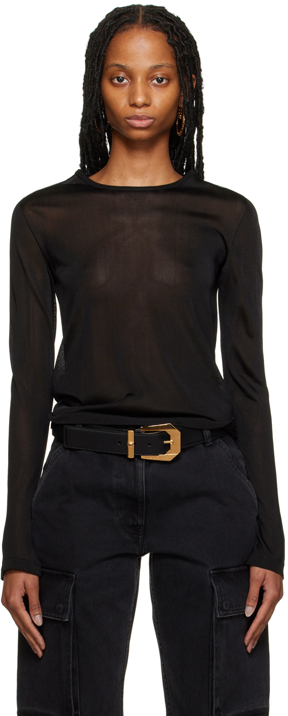 Black Slashed Sweater by Versace on Sale